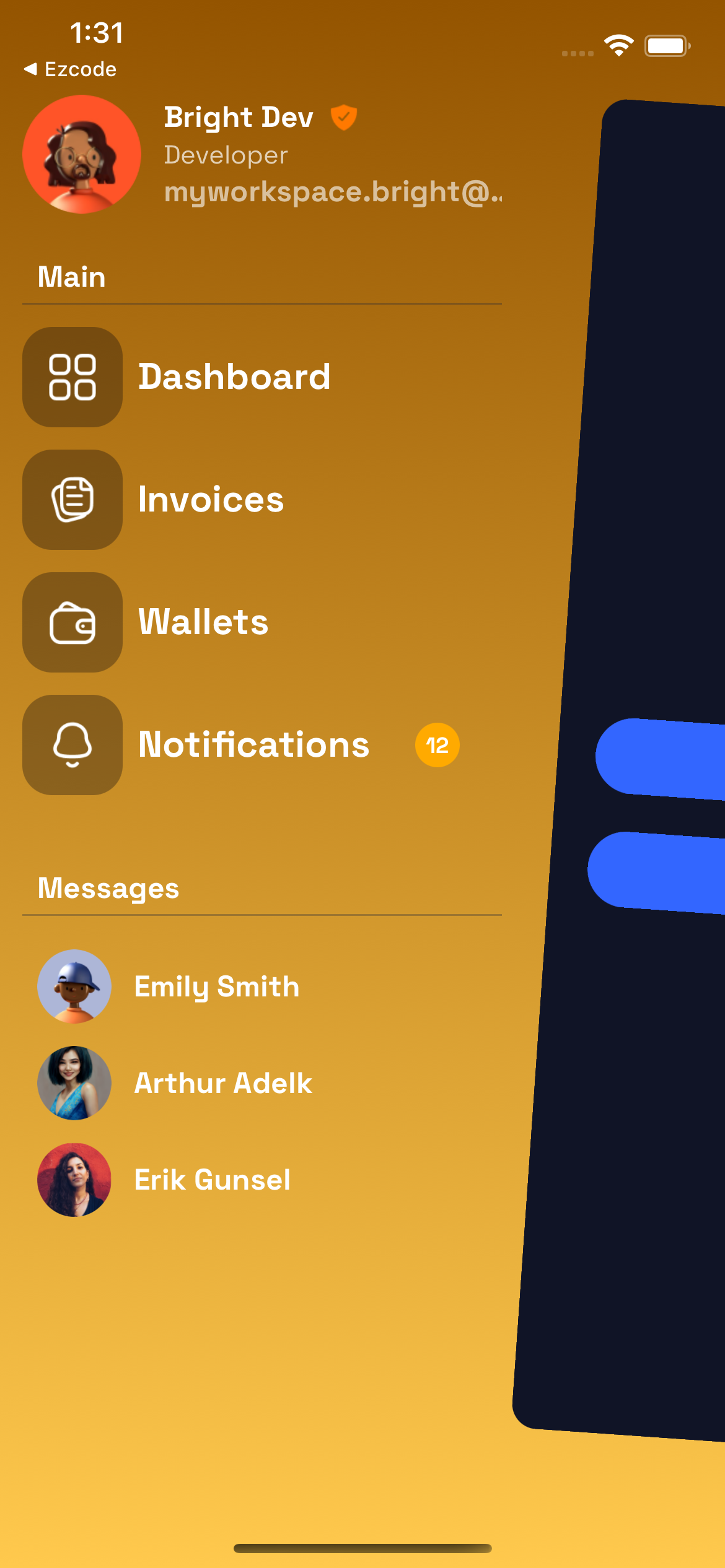 Ezcode-Menu-Slide Bar React Native Template by BrightTeam | CodeCanyon
